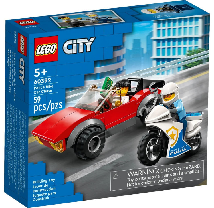 Конструктор LEGO City Преследование автомобиля на полицейском мотоцикле ...